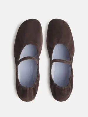 REFORMATION Buffy Ruched Ballet Flat - Brown