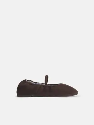 REFORMATION Buffy Ruched Ballet Flat - Brown
