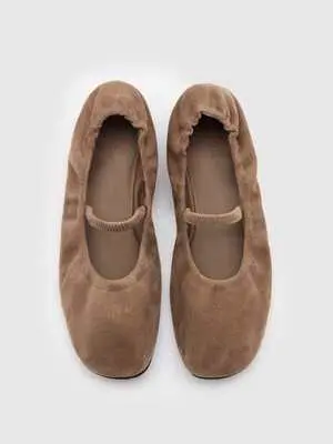 REFORMATION Buffy Ruched Ballet Flat - Grey