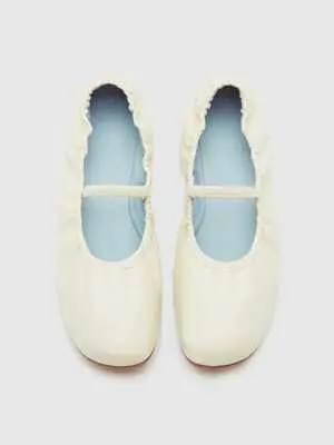 REFORMATION Reformation Buffy Ruched Ballet Flat Ivory
