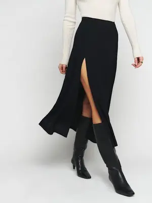 REFORMATION Zoe Midi Skirt - Black