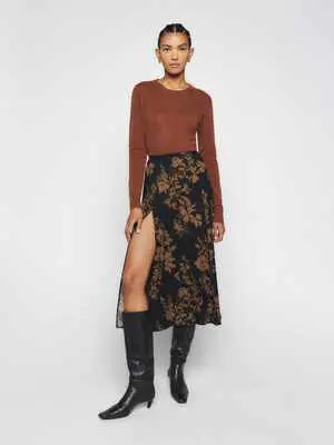 REFORMATION Zoe Midi Skirt - Black