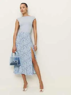 REFORMATION Zoe Midi Skirt Blue