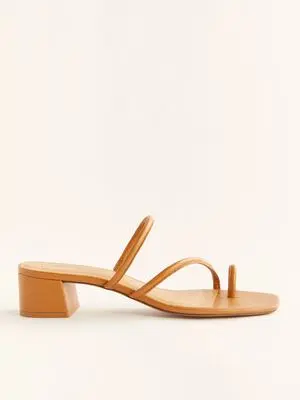 REFORMATION Meena Toe Ring Block Heel Sandal - Nutmeg
