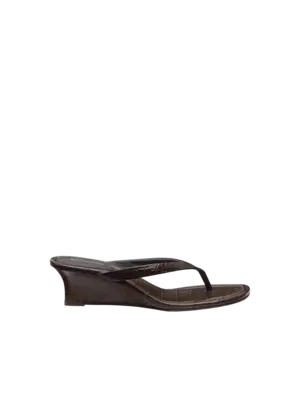 REFORMATION Amelia Thong Wedge Sandal - Brown
