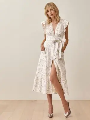 REFORMATION Lili Linen Dress Laurel