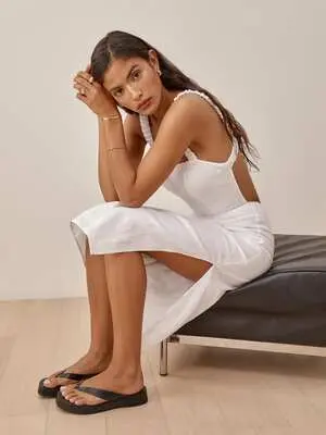 REFORMATION Dale Linen Dress White