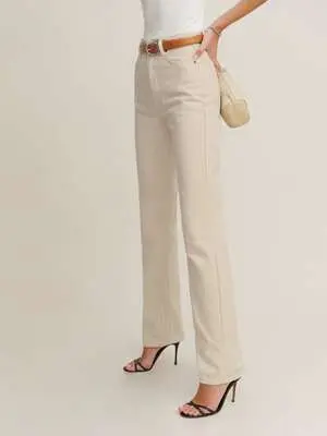 REFORMATION Cynthia High Rise Straight Long Jeans - Almond