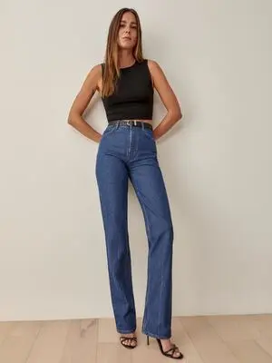 REFORMATION Cynthia High Rise Straight Long Jean - Cesme
