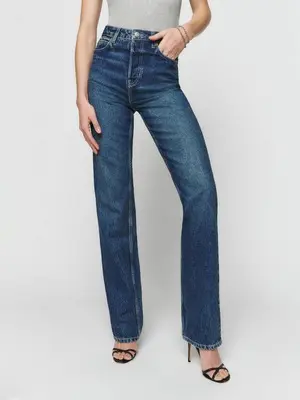 REFORMATION Cynthia High Rise Straight Long Jeans - Lanier