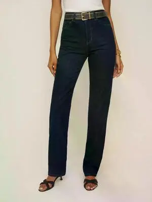 REFORMATION Cynthia High Rise Straight Long Jeans - Ondine