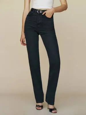 REFORMATION Cynthia High Rise Straight Long Jean - Vana