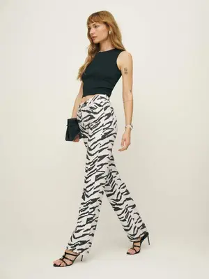 REFORMATION Reformation Cynthia High Rise Straight Long Jeans Zebra