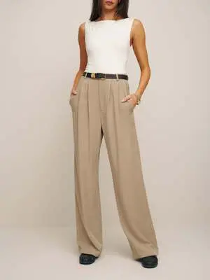 REFORMATION Mason Wide Leg Pant - Natural