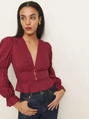 REFORMATION Meadowlark Top Red