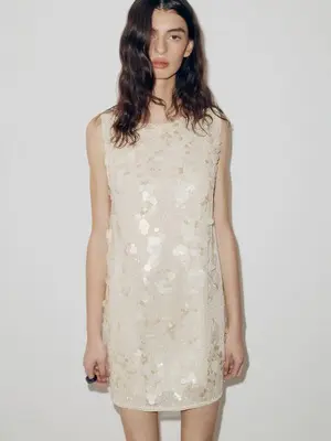 REFORMATION Nyla Embellished Mini Dress - Ivory