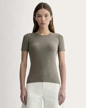 Everlane Luxe Rib Crew Neck T-shirt - Heathered Fatigue