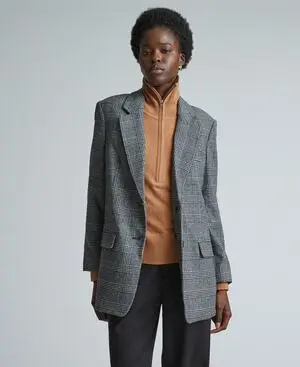 Everlane Oversized Wool Blazer - Glen Plaid