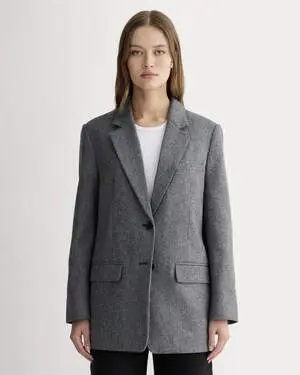 Everlane Oversized Wool Blazer - Grey Herringbone