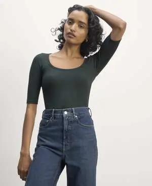 Everlane Luxe Rib Scoop-neck Tshirt - Scarab