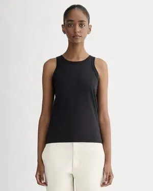 Everlane Essential Cotton High Neck Tank Top - Black