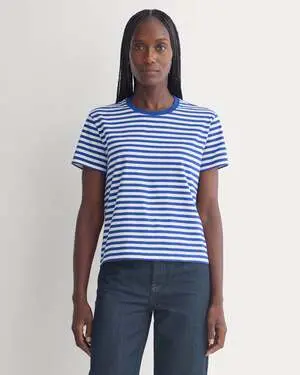 Everlane Essential Cotton Box-cut T-shirt - Bone/sodalite Blue