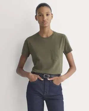 Everlane Everlane Essential Cotton Box-Cut T-Shirt Olive Night