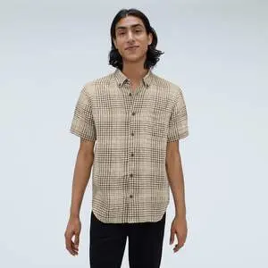 Everlane EVERLANE Classic Short-Sleeve Shirt Beech/parchment Grid