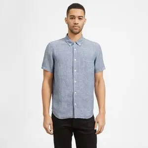 Everlane EVERLANE Classic Short-Sleeve Shirt Blue/white Pinstripe