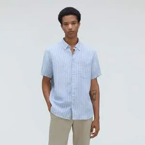 Everlane EVERLANE Classic Short-Sleeve Shirt Blue/white