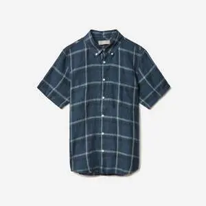 Everlane EVERLANE Classic Short-Sleeve Shirt Midnight Windowpane