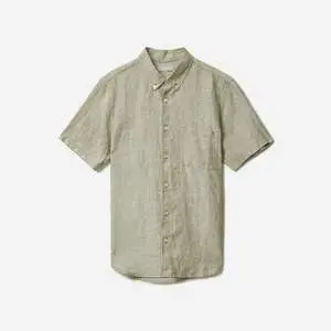 Everlane EVERLANE Classic Short-Sleeve Shirt Savannah Green Stripe