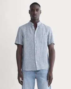 Everlane Classic Short-sleeve Shirt - White / Blue