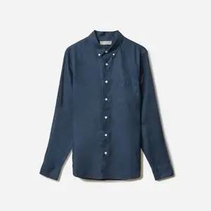 Everlane Classic Shirt, Linen, Elm Gingham, Size XS Midnight