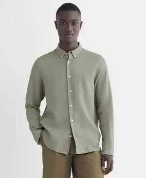 Everlane Classic Shirt, Linen, Elm Gingham, Size XS Sage Green