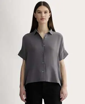 Everlane Washable Silk Boxy Shirt - Graphite