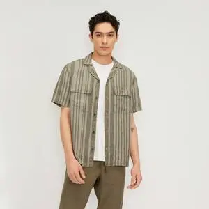 Everlane Resort Shirt, Linen, Deep Navy, Size XS Seagrass/olive