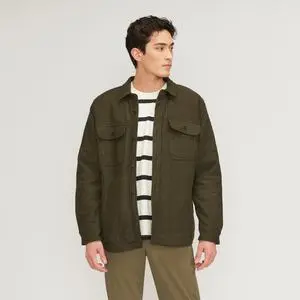 Everlane Renew Fleece-lined Heavyweight Overshirt - Heathered Green