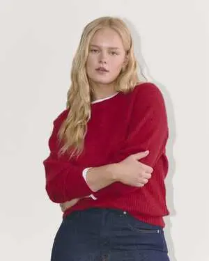 Everlane Cocoon Crew Neck Sweater - Berry Red