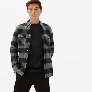 Everlane Brushed Flannel Shirt Black / Grey Check
