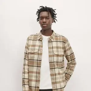 Everlane Brushed Flannel Shirt Black/khaki/light Brown/biscotti