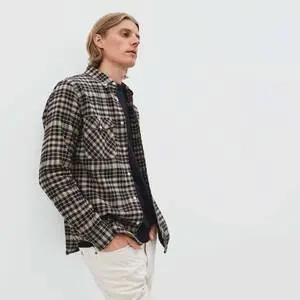 Everlane Brushed Flannel Shirt Burnt Sugar Plaid