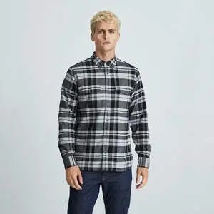 Everlane Brushed Flannel Shirt Dark Grey Plaid