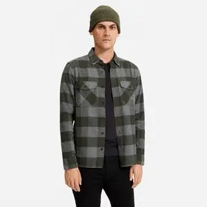 Everlane Brushed Flannel Shirt Green Buffalo Plaid