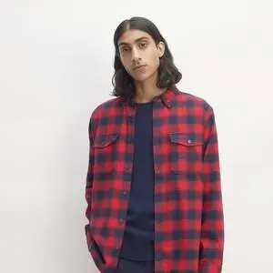 Everlane Brushed Flannel Shirt Haute Red/dark Blue