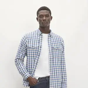 Everlane Brushed Flannel Shirt Navy/parisian Blue/off White