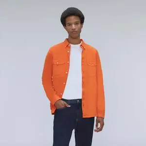 Everlane Brushed Flannel Shirt Safety Orange