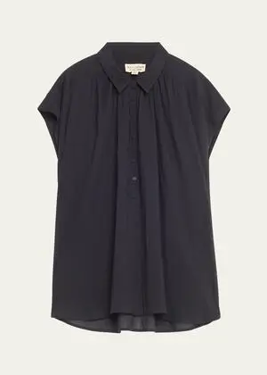 NILI LOTAN Normandy Cotton Voile Blouse Midnight