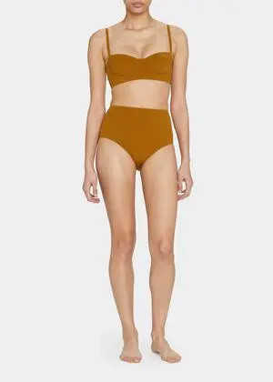 Ulla Johnson Ulla Johnson Zahara High-Waist Bikini Bottom Olive