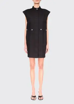 Givenchy Cinched Snap-Waist Denim Dress - Black
